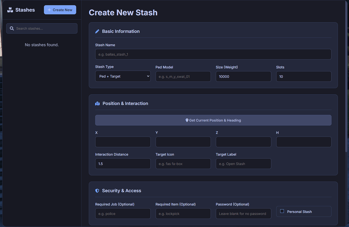 [PAID] [QB/ESX] Stash Creator V2 - Advanced InGame Stash Creator ...