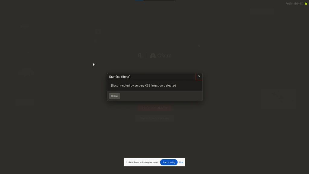 REDM disconnected by server : XSS Injection detected - RedM Client ...