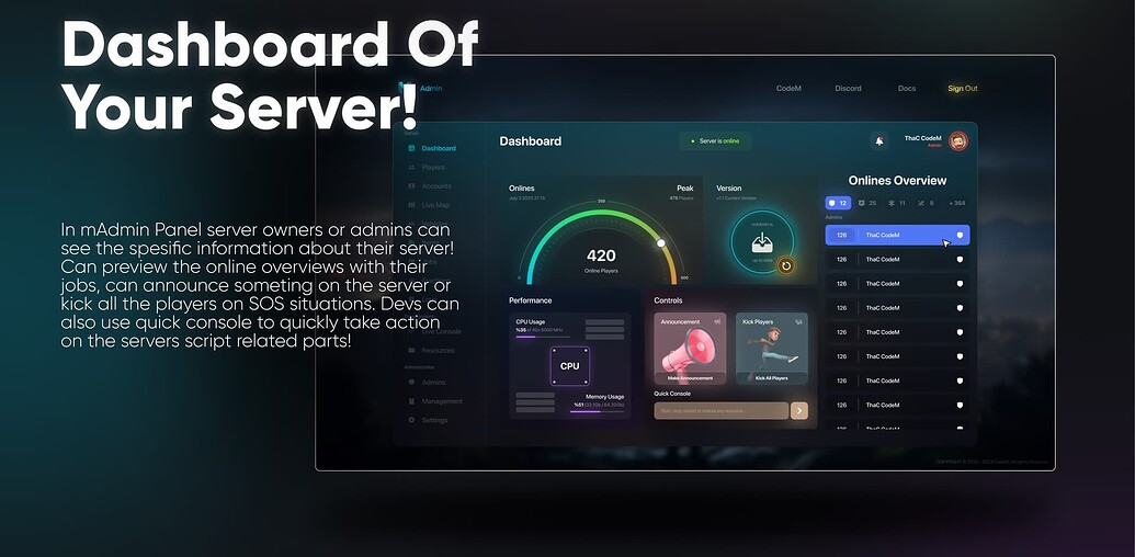 CodeM mAdmin Ultimate Web Panel | ESX - QB - FiveM Releases - Cfx.re Community
