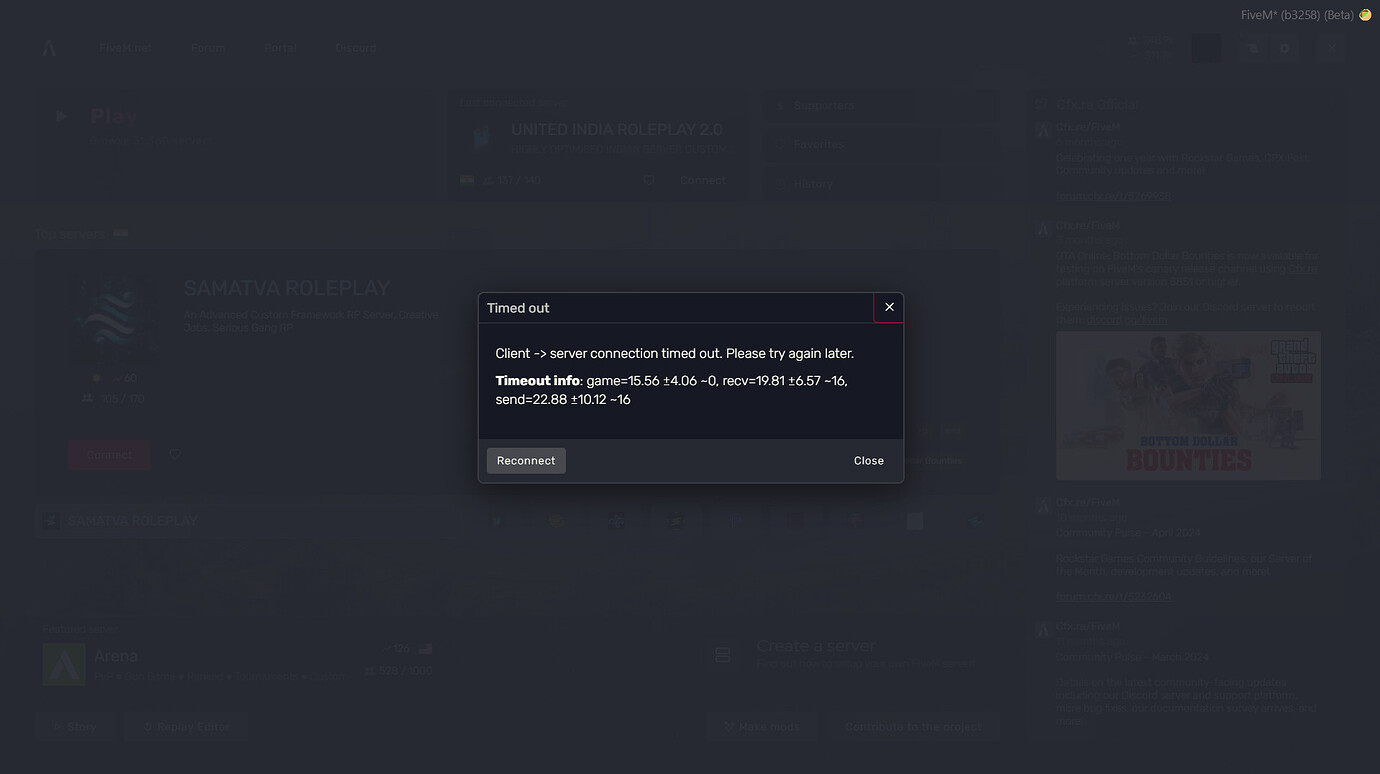 getting timeout again and again - FiveM Client Support - Cfx.re Community