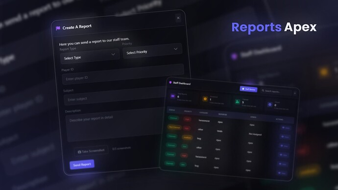 Reports Apex (Player History, Admin Notes, Feedback, Admin Reviews ...