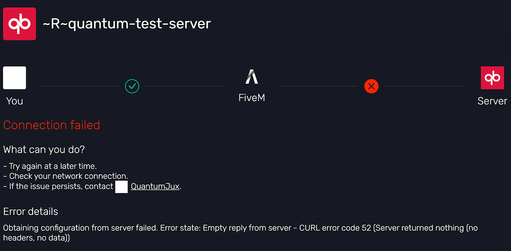Curl errror code 52 - FiveM Client Support - Cfx.re Community