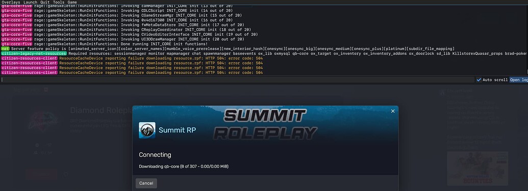 Can't connect to fivem server (ResourceCacheDevice error 504) - FiveM ...