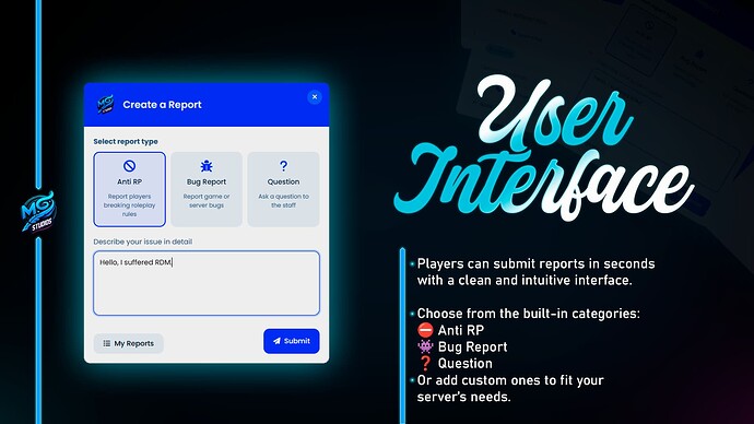📩 MG Reports | Standalone | Advanced In-Game Report System - FiveM ...