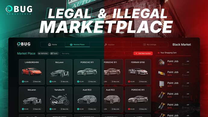 Marketplace + Black Market | Auctions, Minigames,Ads & More! - FiveM ...