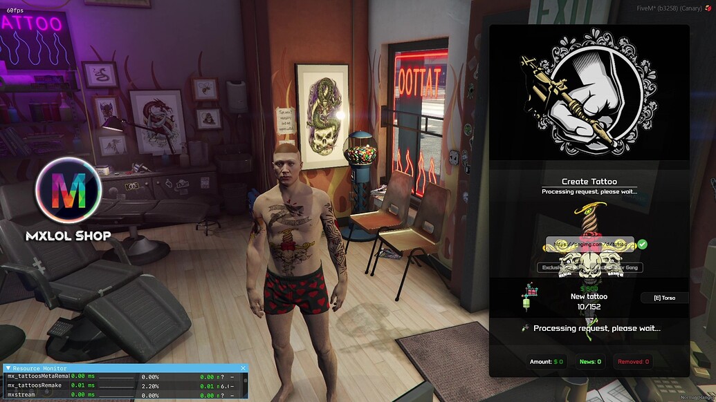 Tattoos Shop (Create Your Tattoos)[ESX/QBCore/STANDALONE][PAID] - FiveM ...