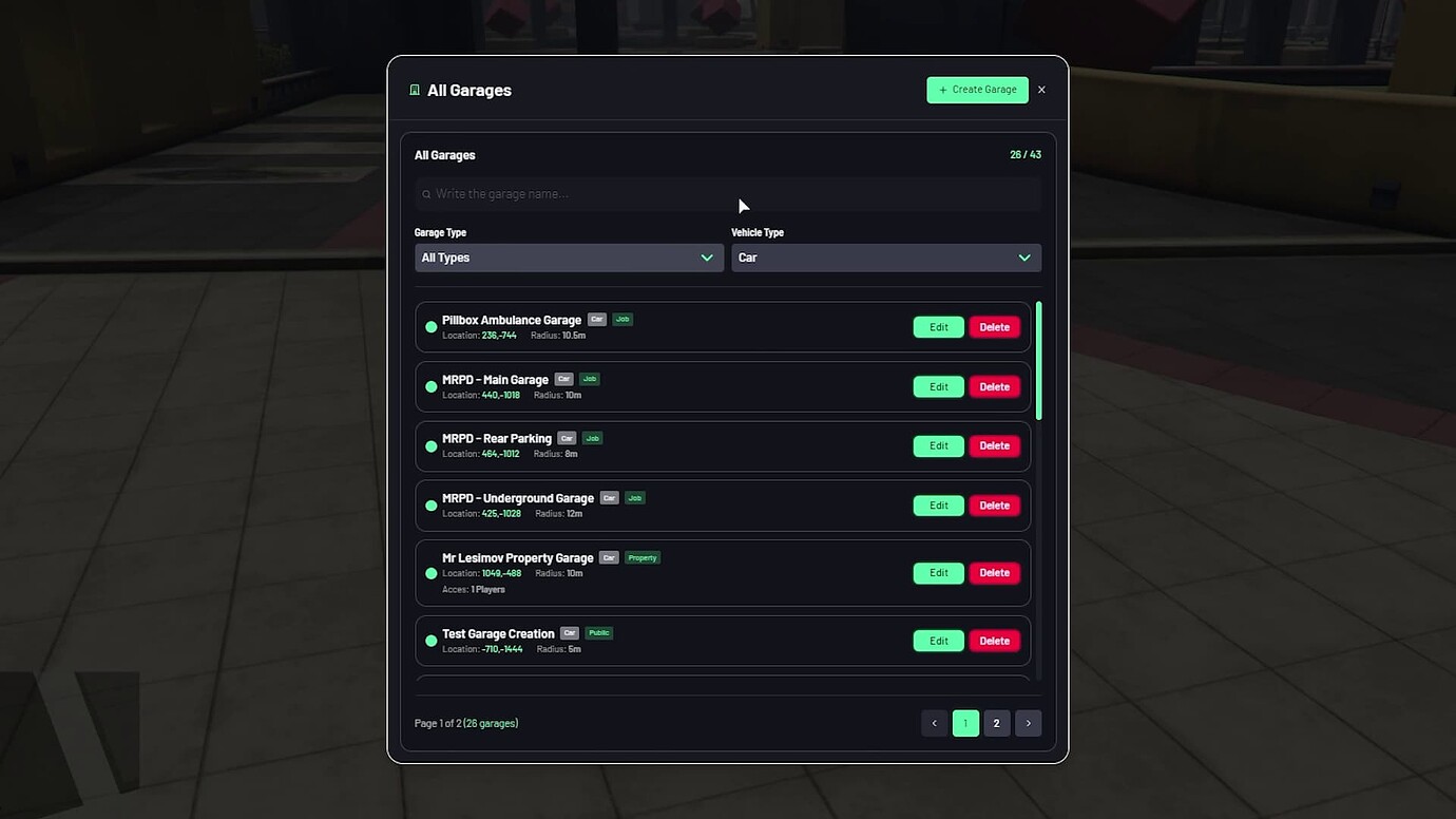 Dusa Garage | Persistent Vehicles, Shared Garages, All Customizations ...