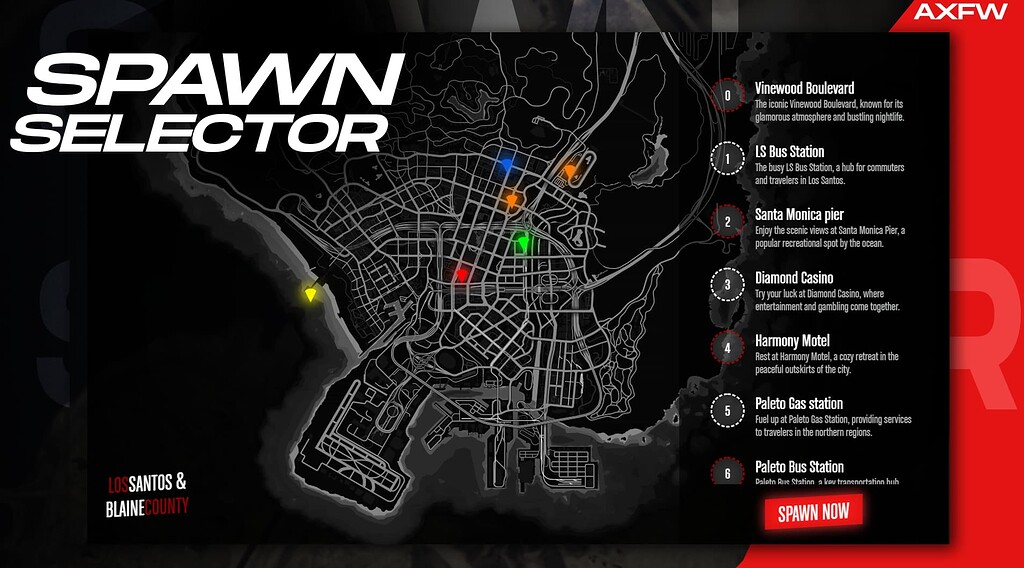 [PAID] AXFW | Spawn Selector | RELEASE | (QBCore,Standalone) - FiveM Releases - Cfx.re Community