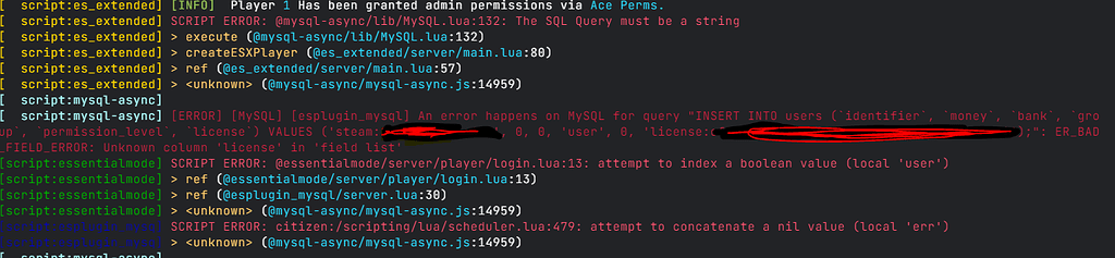 [ERROR] [MySQL] [esplugin_mysql] - ES/ESX - Cfx.re Community