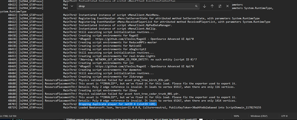 Dropping duplicate player for netID 4 Crash error - FiveM Client ...