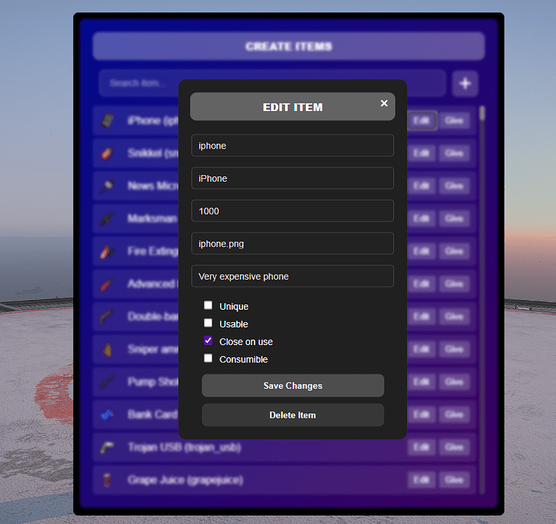 [QBCORE] ADVANCED ITEMS CREATOR - FiveM Releases - Cfx.re Community
