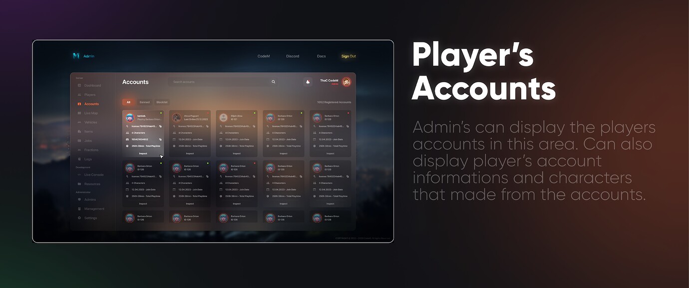 CodeM mAdmin Ultimate Web Panel | ESX - QB - FiveM Releases - Cfx.re ...