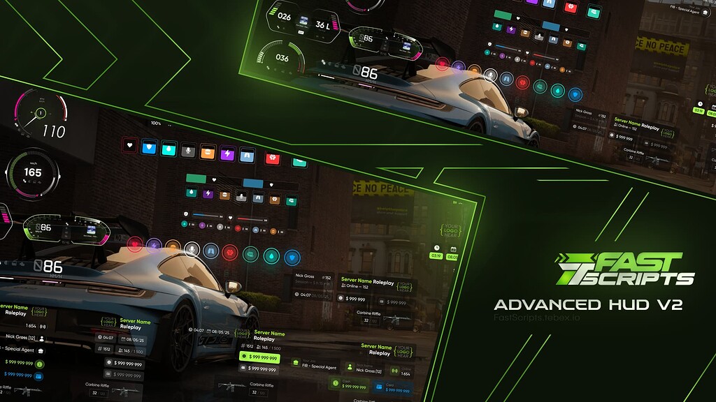Advanced HUD V2 | 17 Carhud | 12 Status HUD | Full Customizable [ESX & QBCore & QBOX] - FiveM ...