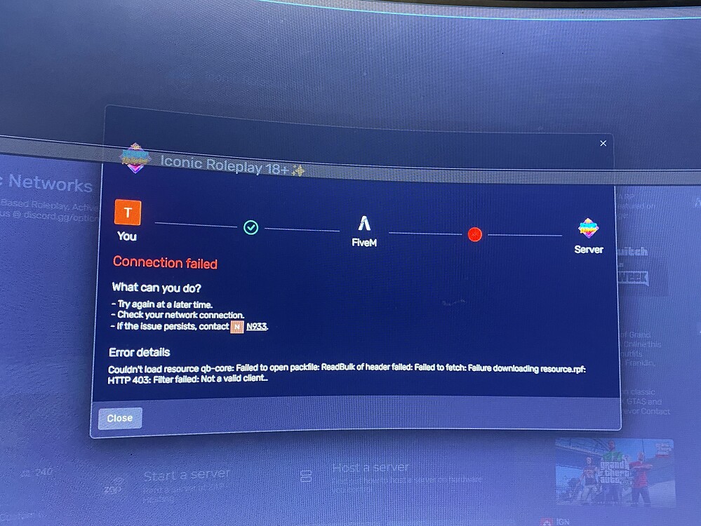 Connection issues won’t load into server - FiveM Client Support - Cfx.re Community