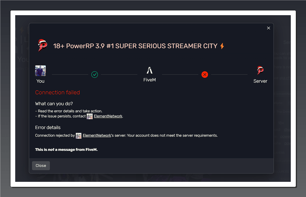 Account does not meet server requirements - FiveM Client Support - Cfx ...