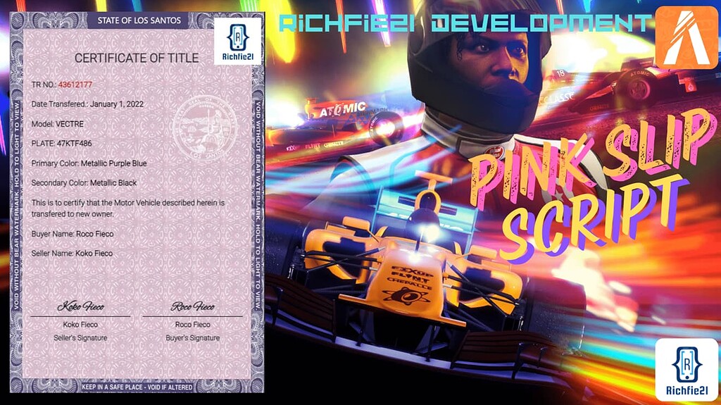Richfie21 Pink Slip Script - FiveM Releases - Cfx.re Community