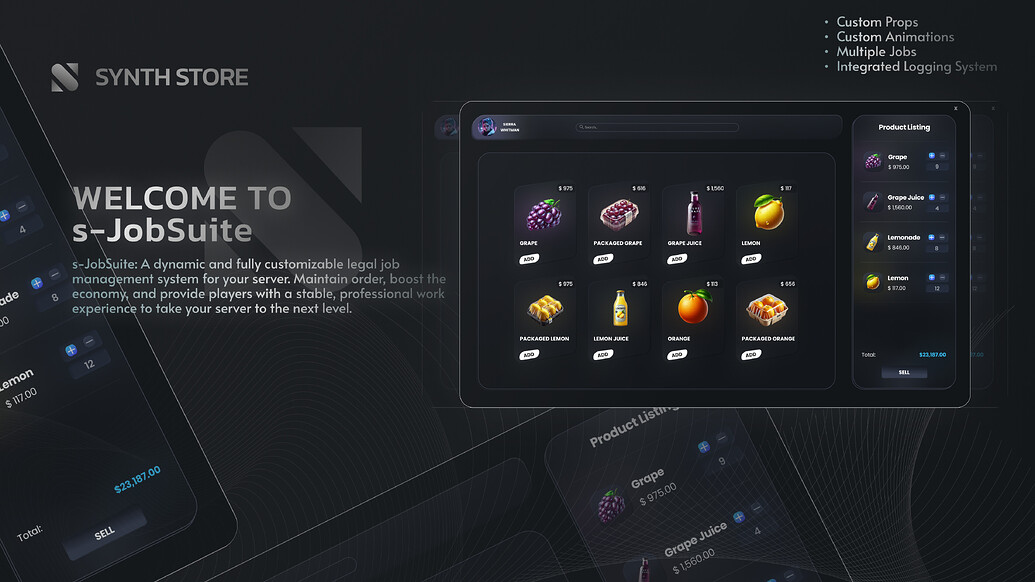 s-JobSuite | 5 Legal Jobs | Custom Animations & Props - FiveM Releases - Cfx.re Community