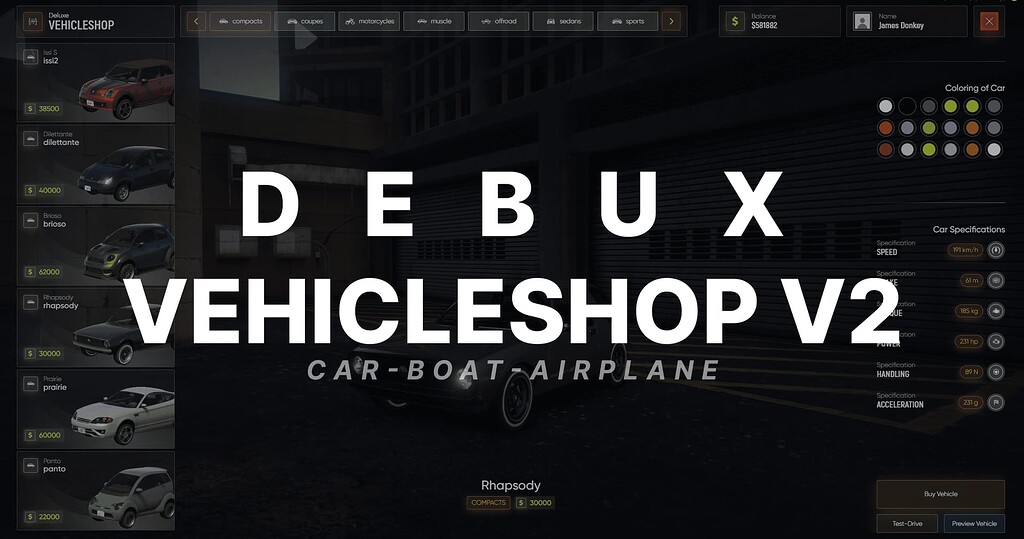 [QB/ESX/QBOX] Vehicleshop V2 (Car - Boat - Aiprlane) - FiveM Releases - Cfx.re Community