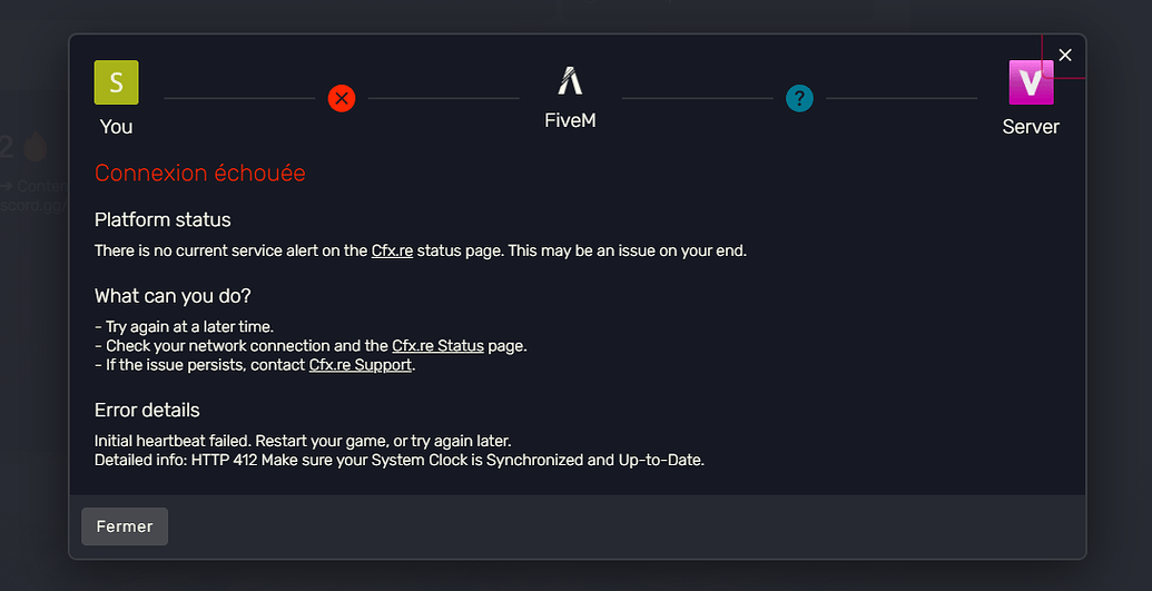 Failed connection - FiveM Client Support - Cfx.re Community