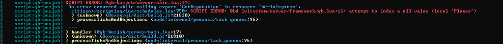 Nil value (local 'Player') Error when trying to use the server export of bd-lvlsystem ...