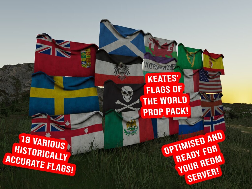 Keates Flag Prop Pack - Flags of the World (Icons Included) - RedM ...