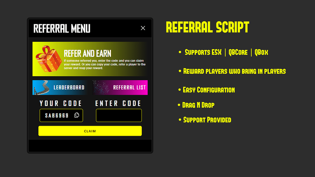 [ESX/QBCore/QBox] Referral System - FiveM Releases - Cfx.re Community