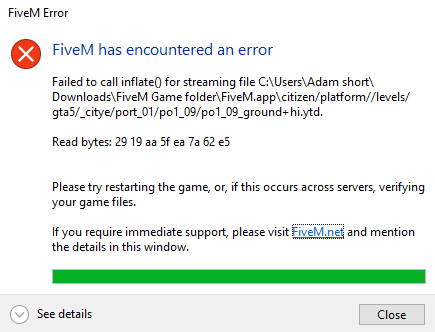 Error: Failed to call inflate ()streaming file PLEASE HELP! - FiveM Client Support - Cfx.re ...