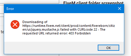 FiveM error Runtime 403 forbidden - FiveM Client Support - Cfx.re Community
