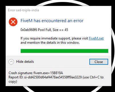 Pool Full, Size == 45 - FiveM Client Support - Cfx.re Community