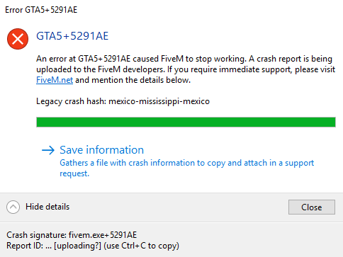 Error Code "GTA+5291AE" - FiveM Client Support - Cfx.re Community