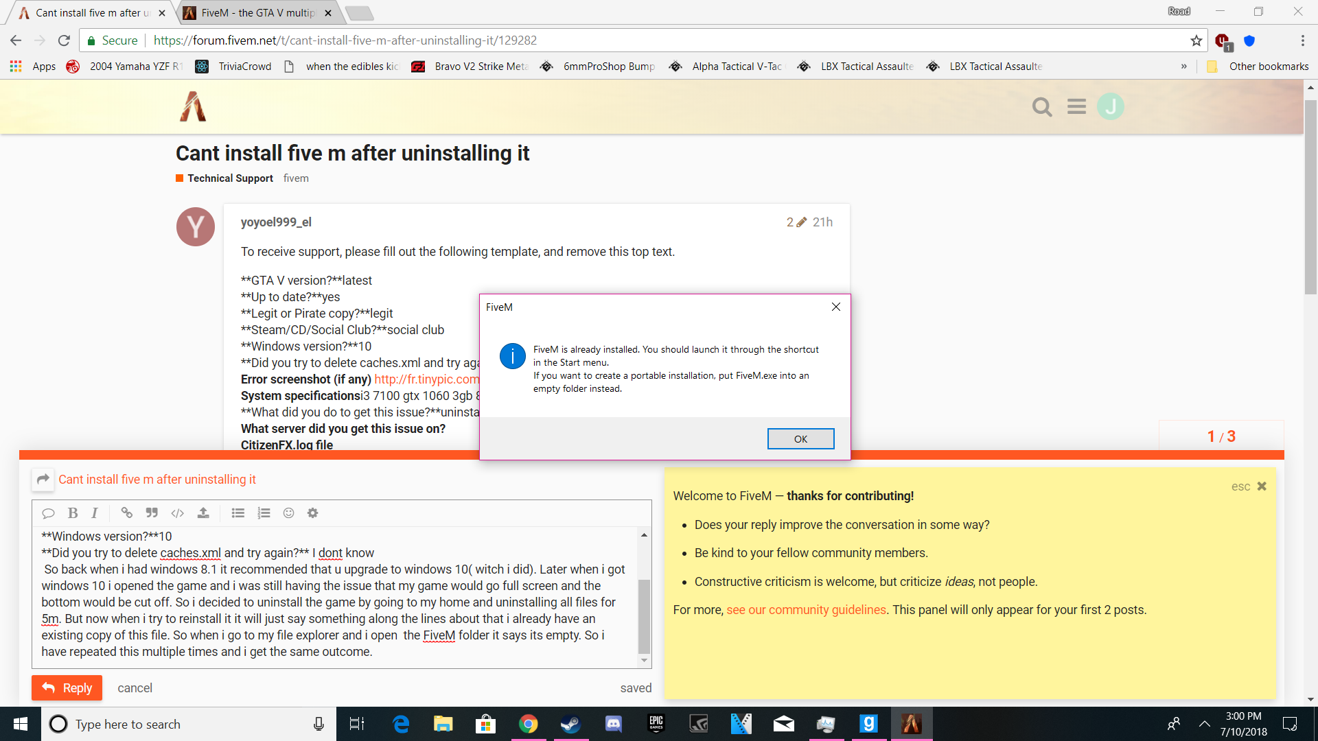 Cant install five m after uninstalling it - FiveM Client Support - Cfx ...