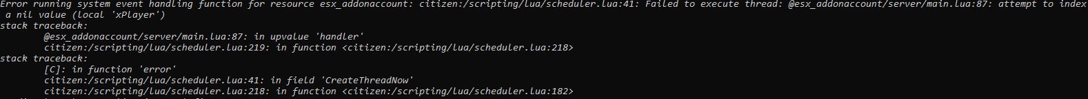 Esx_addonaccount error server/main.lua:87: - ES/ESX - Cfx.re Community Esx_addonaccount error server/main.lua:87: - ES/ESX - Cfx.re Community