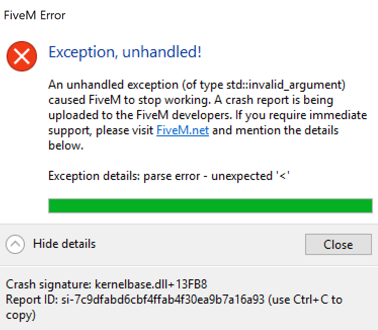 Exception, Unhandled! Unexpected