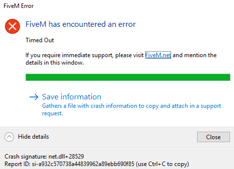 Timeout error - FiveM Client Support - Cfx.re Community