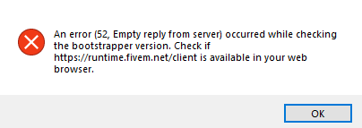 Error 52 - FiveM Client Support - Cfx.re Community