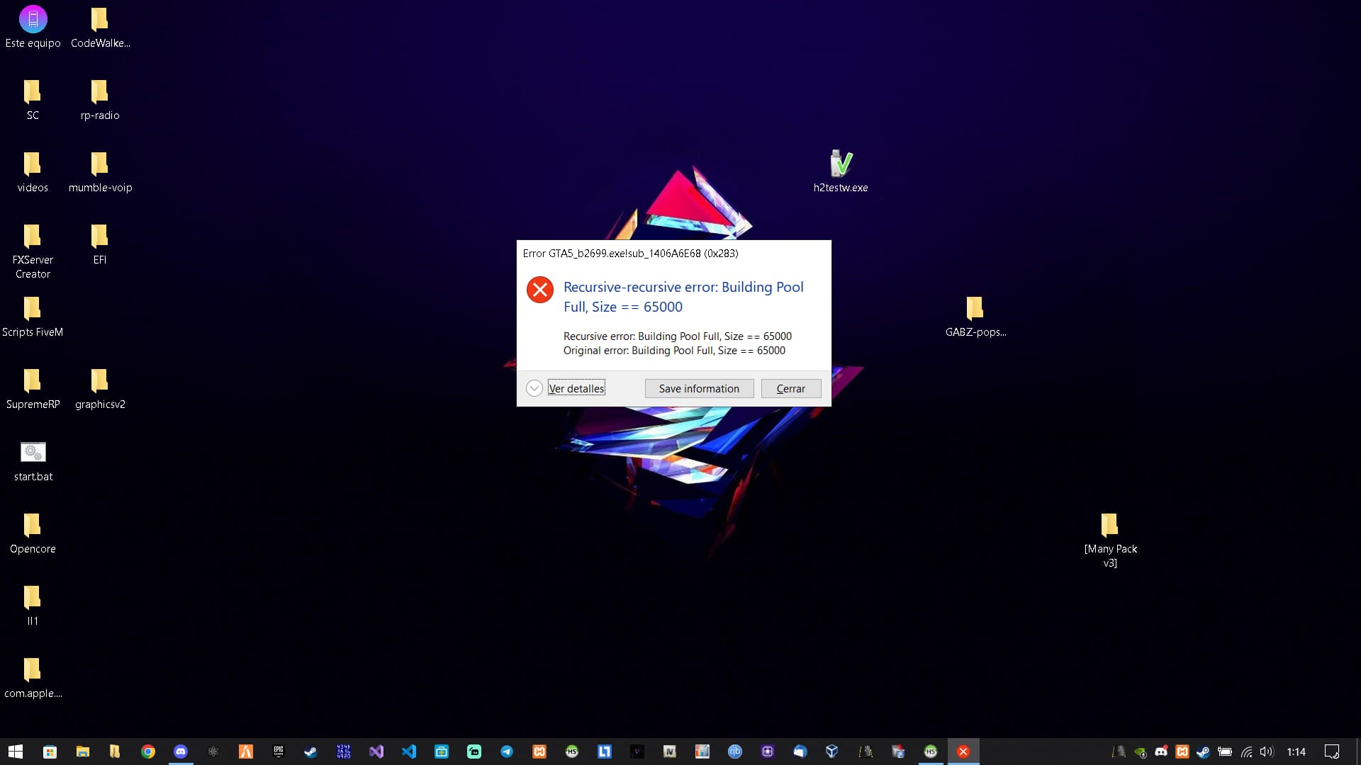 Pool size 65000 error - FiveM Client Support - Cfx.re Community