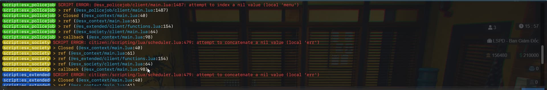 Error F6 Menu job police - ES/ESX - Cfx.re Community