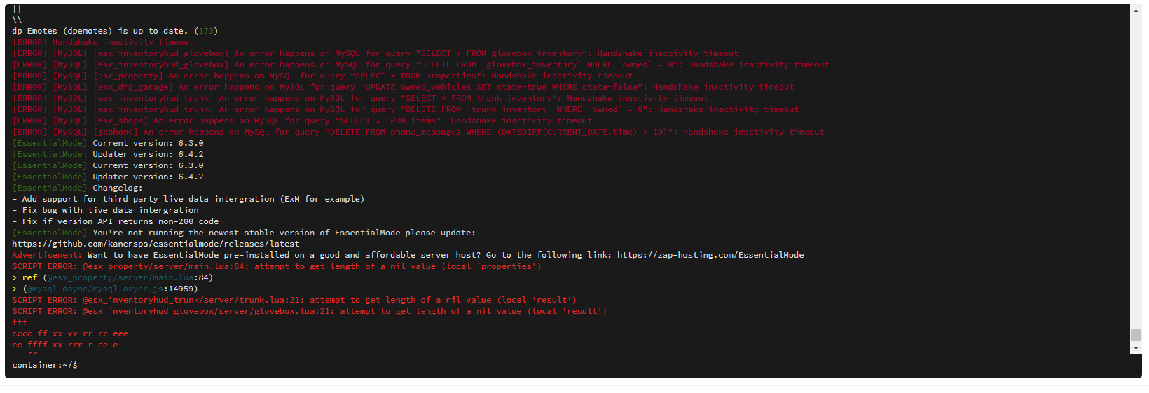 Errors while starting up - Resource Support - Cfx.re Community
