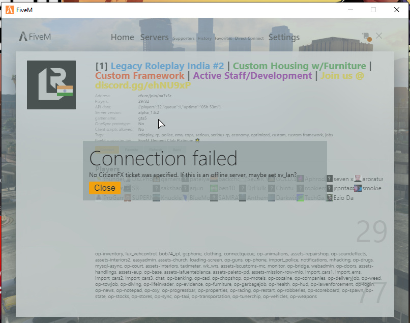 No citizenfx ticket specified ERROR - FiveM Client Support - Cfx.re Community