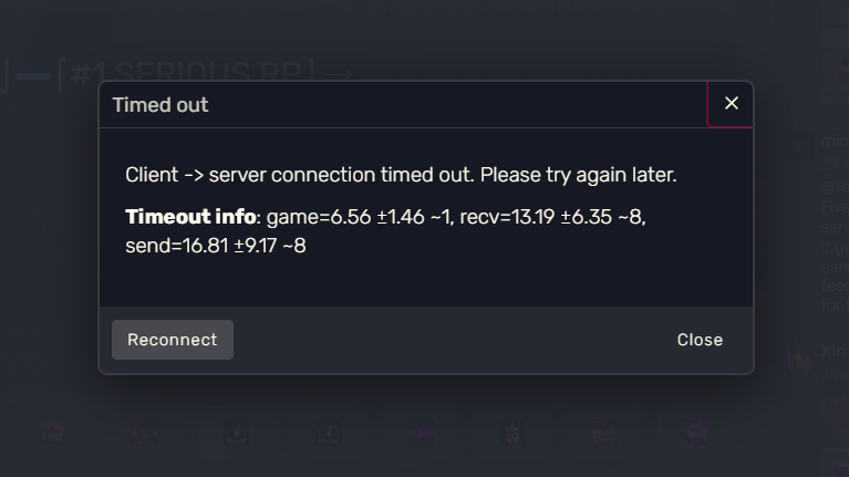 Keep Timing out on a specific server - FiveM Client Support - Cfx.re Community
