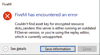 FiveM has encountered an error (Couldn't find asset key) - FiveM Client ...