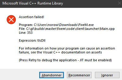 Five M Assertion Failed Microsoft visual c++ runtime - FiveM Client ...