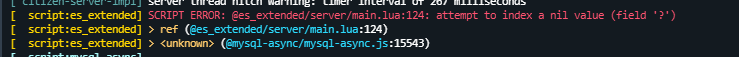 SCRIPT ERROR: @es_extended/server/main.lua:124: attempt to index a nil value (field '?') - ES ...