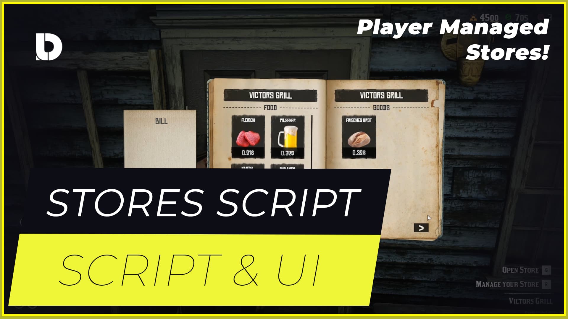 [PAID] DL ADVANCEDSTORES - NPC and Player Managed Stores [VORP] - RedM Releases - Cfx.re Community