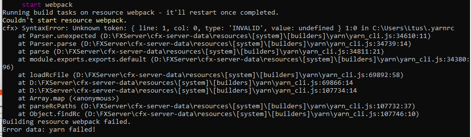 Webpack does not work Help pls - Resource Support - Cfx.re Community Webpack does not work Help pls - Resource Support - Cfx.re Community