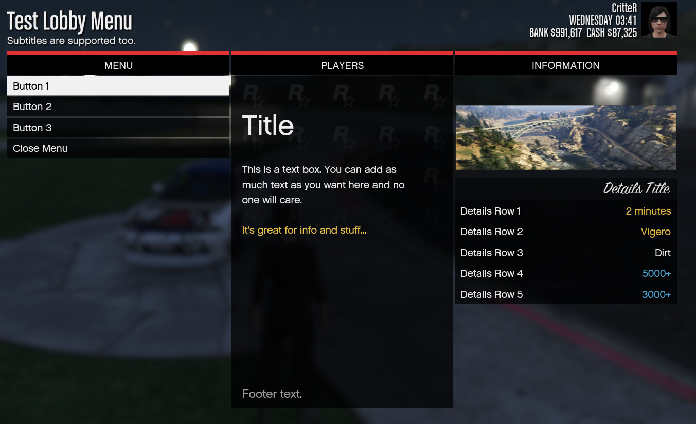 [FREE] Lobby style menu framework - Page 2 - FiveM Releases - Cfx.re ...