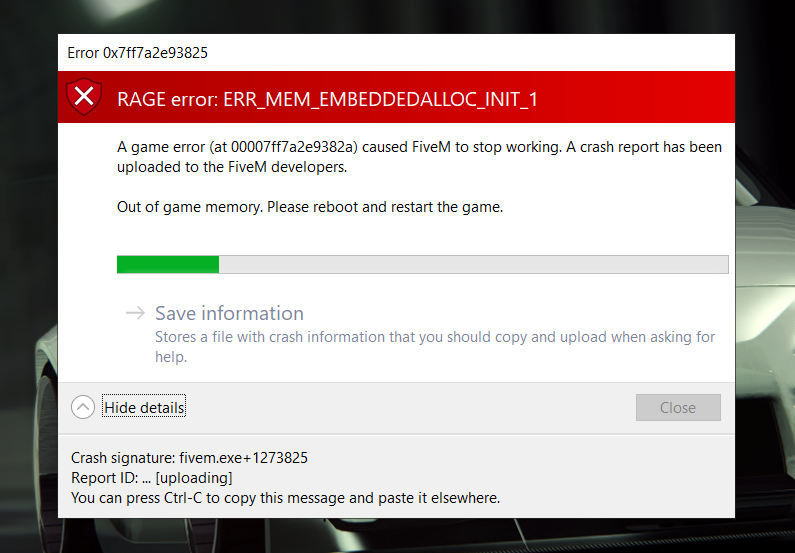 FiveM Client Crashes Upon Startup - 'RAGE error: ERR_MEM_EMBEDDEDALLOC_INIT_1' & 'kernelbase ...