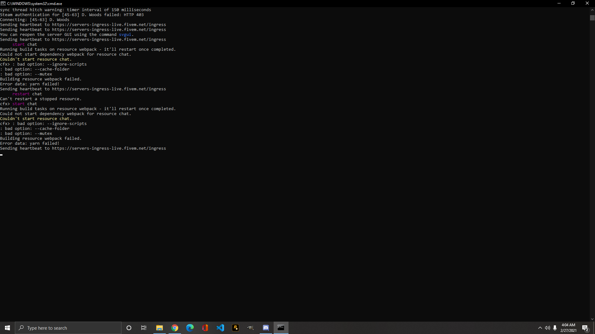 FiveM default chat resource not loading in game - FiveM Client Support - Cfx.re Community