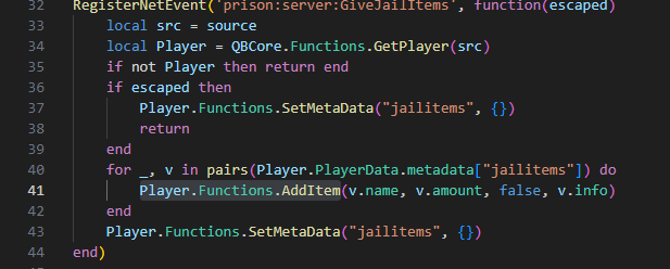 Issue with qb-core Prison giving items back - QBCore - Cfx.re Community