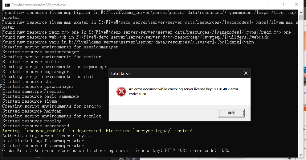 [HELP]An error occurred while checking server licese key: HTTP 403: error code: 1020 - Server ...